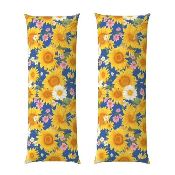 Body Pillow Cover, Vintage White Yellow Sunflower Printing Cooling Body ...