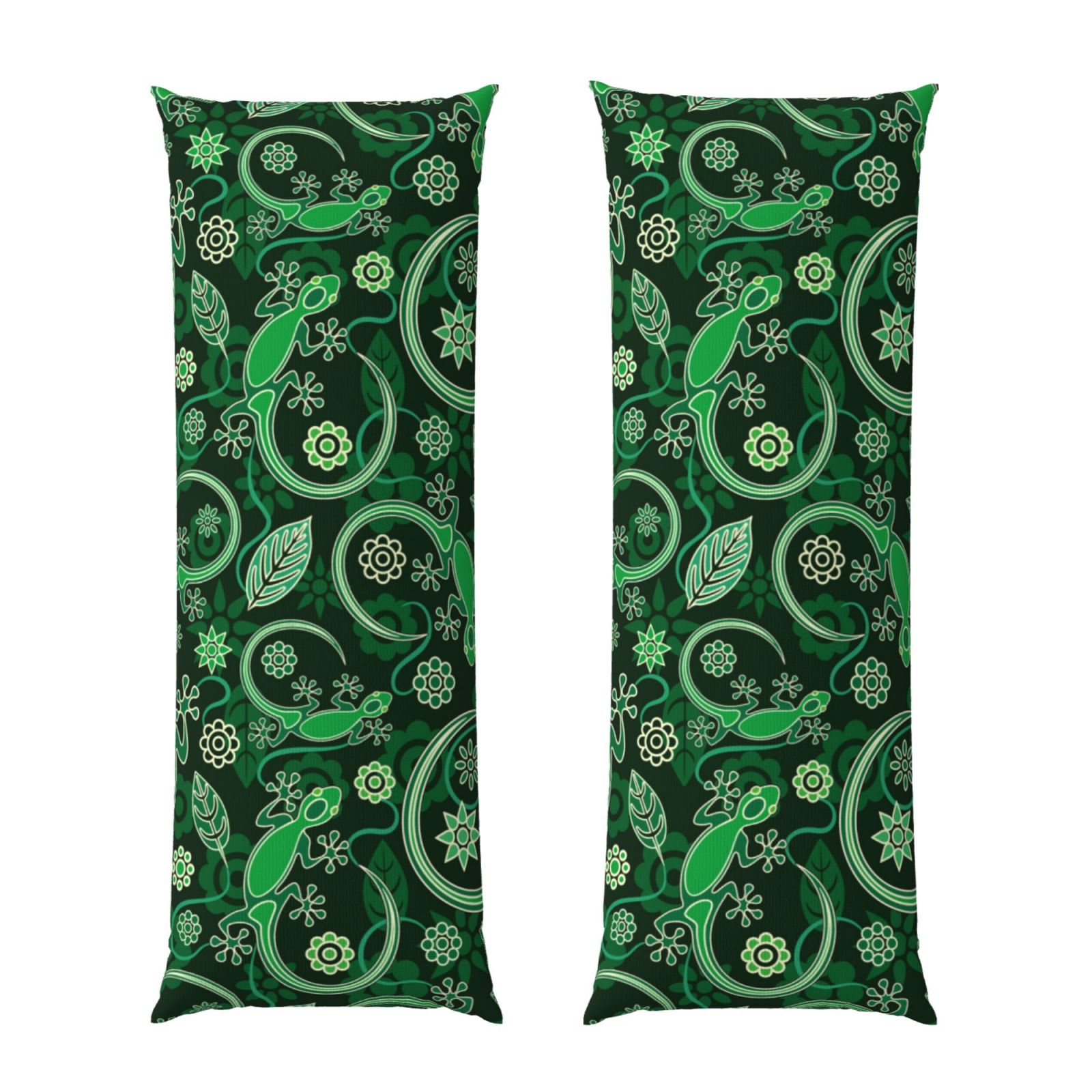 Body Pillow Cover With Zipper, Abstract Gecko Lizard Green Cooling Body ...