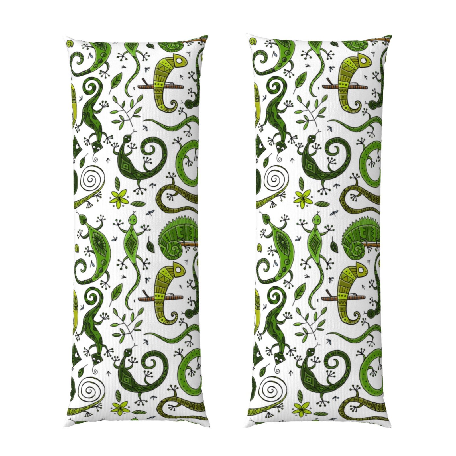 Body Pillow Cover With Zipper, Bohemian Gecko Lizard Green Cooling Body ...
