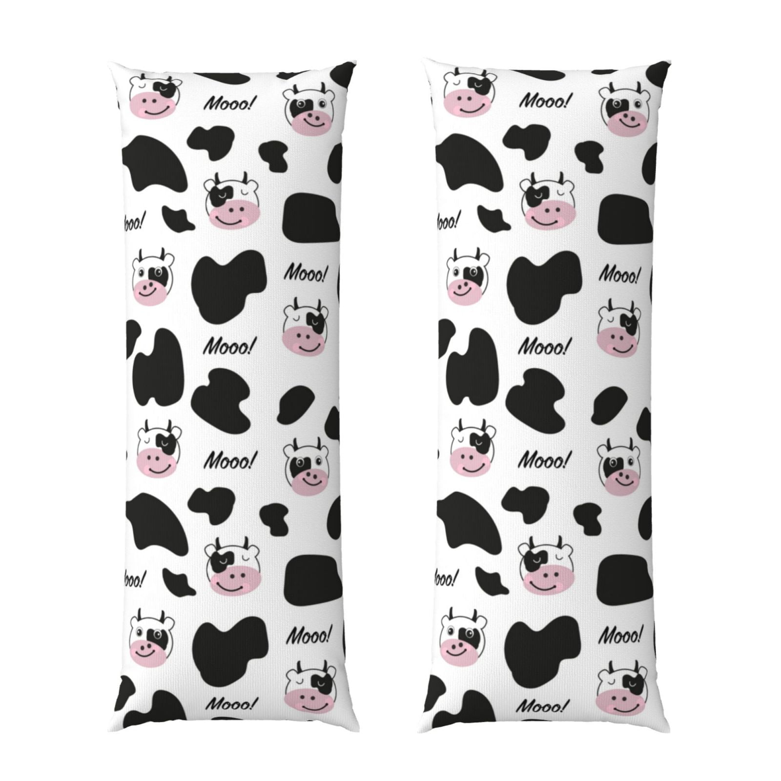 Body Pillow Cover With Zipper, Cartoon Cute Cow Print Cow Head Cooling ...
