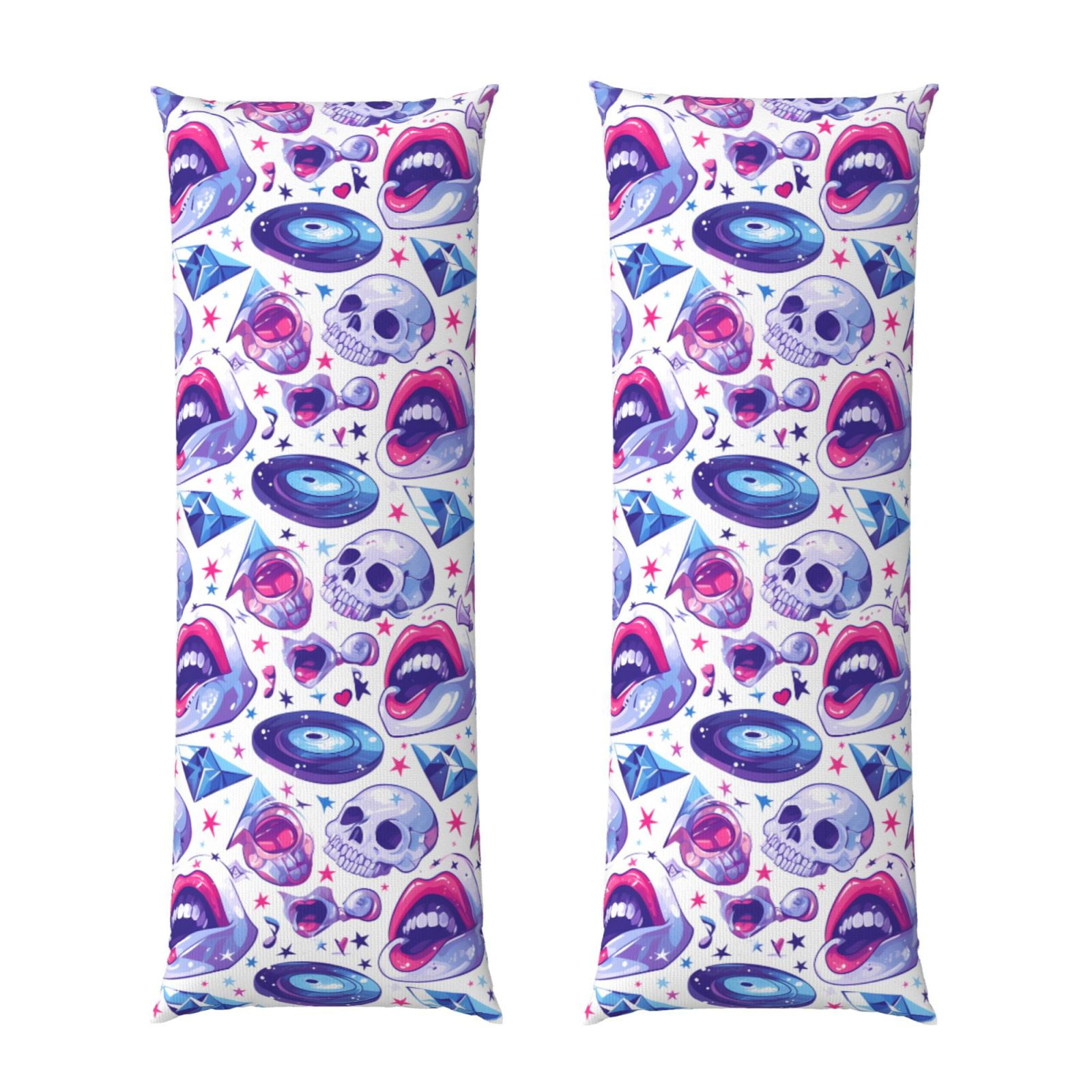Body Pillow Cover With Zipper, Crystal Skull Record Lips Cooling Body ...