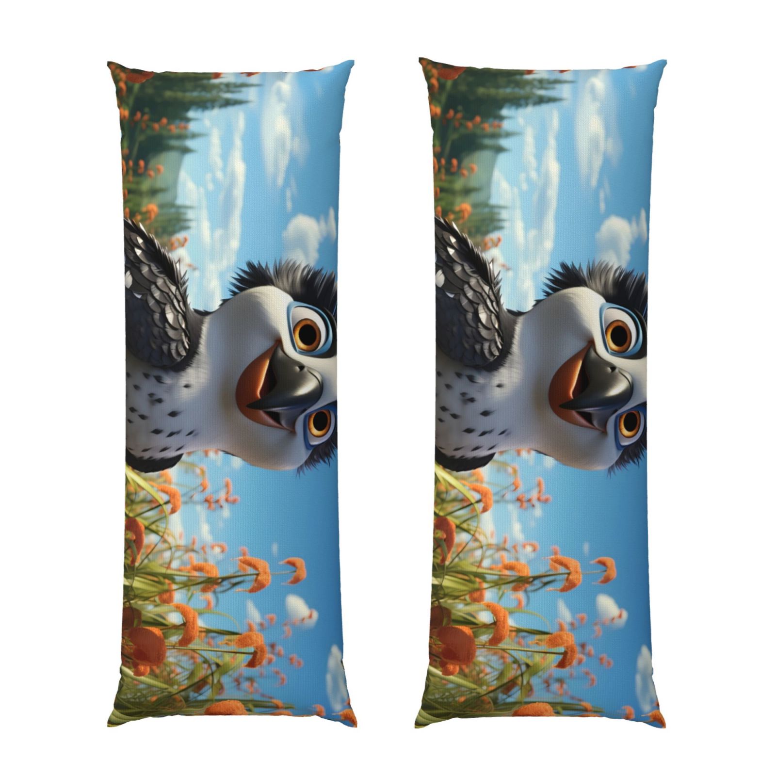 Body Pillow Cover With Zipper, Joyful Animated Bird Cooling Body Pillow ...