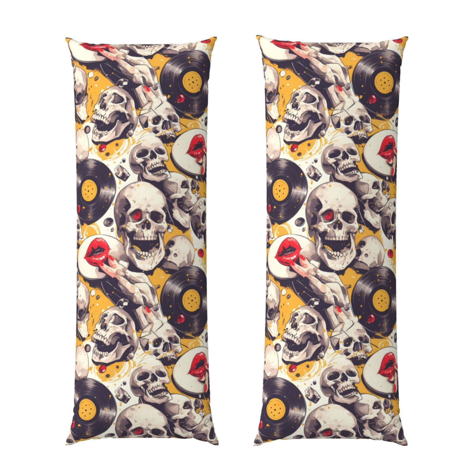 Body Pillow Cover With Zipper, Lips Record Rock Skull Cooling Body ...