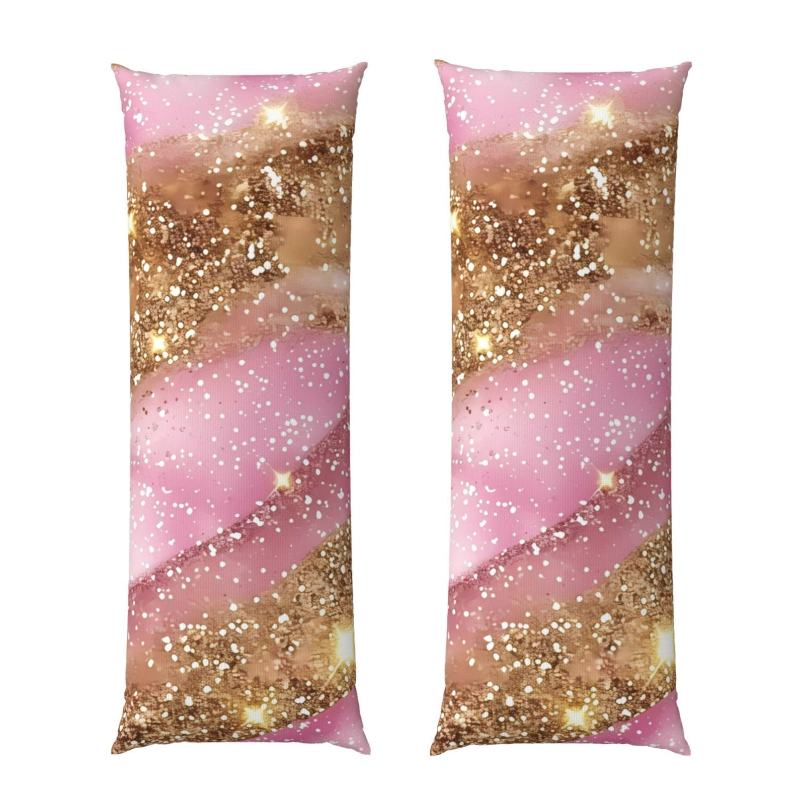 Body Pillow Cover With Zipper, Pink And Gold Glam Glitter Cooling Body ...