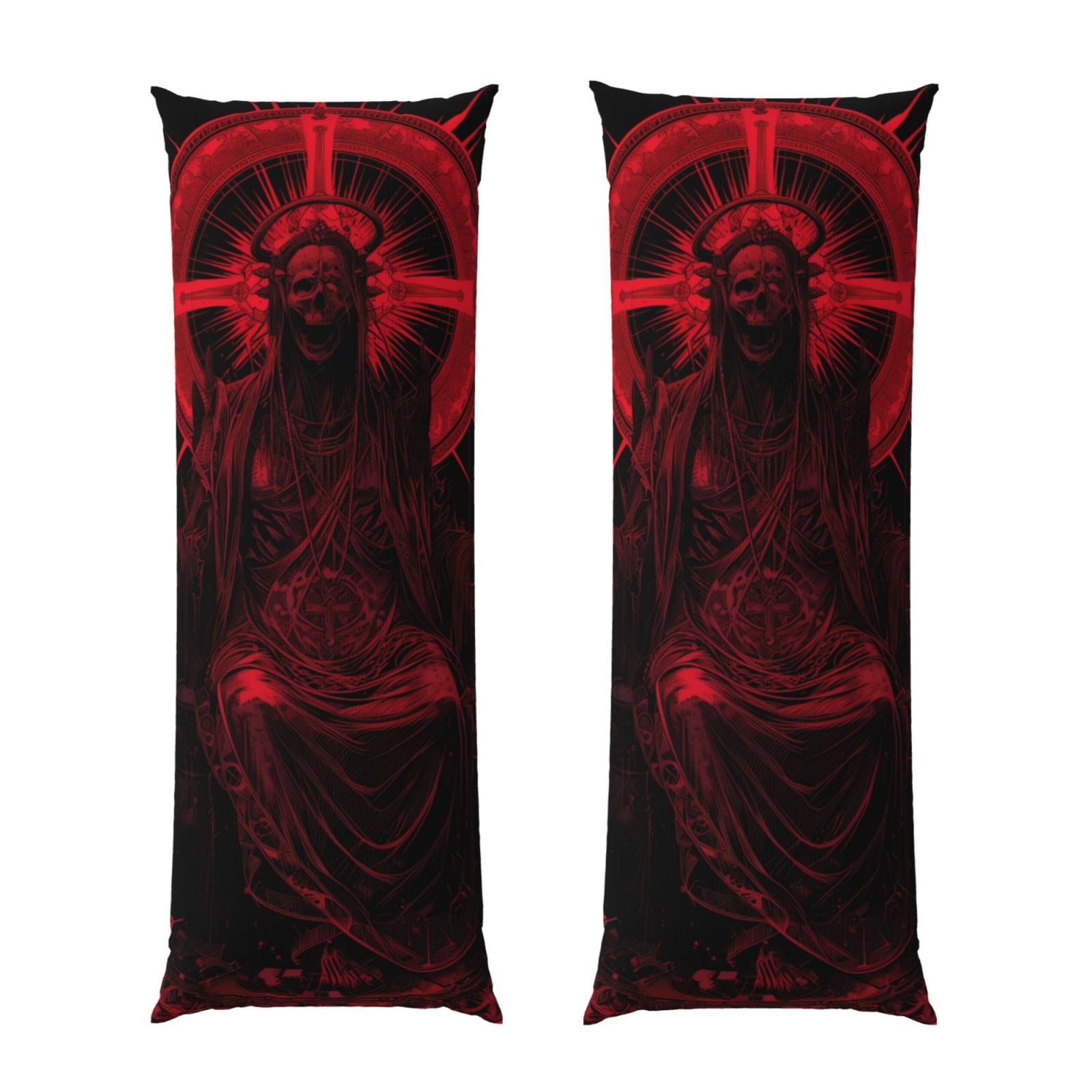 Body Pillow Cover With Zipper, Red Gothic Skeleton Throne Cooling Body ...