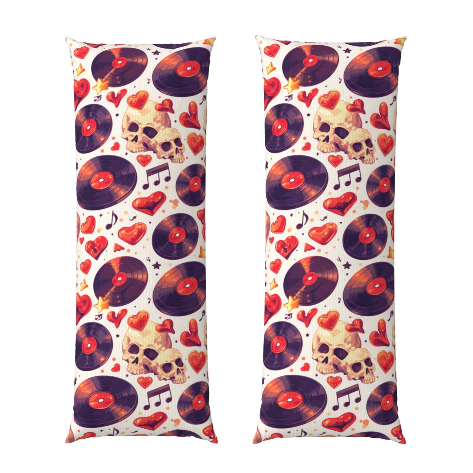 Body Pillow Cover With Zipper, Rock Skull Record Heart Cooling Body ...