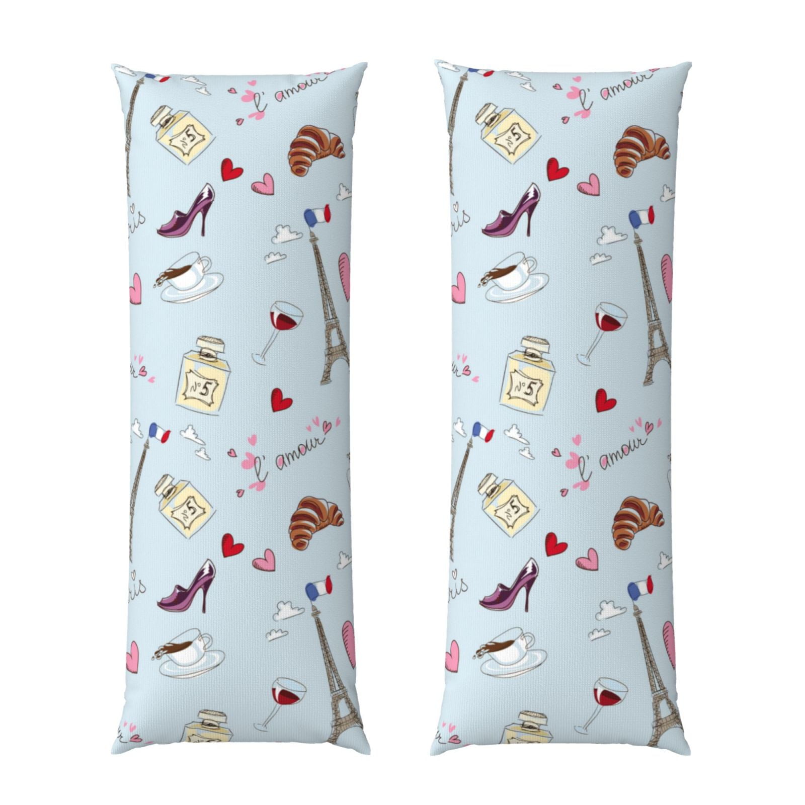 Body Pillow Cover With Zipper, Romantic Eiffel Tower Cooling Body ...
