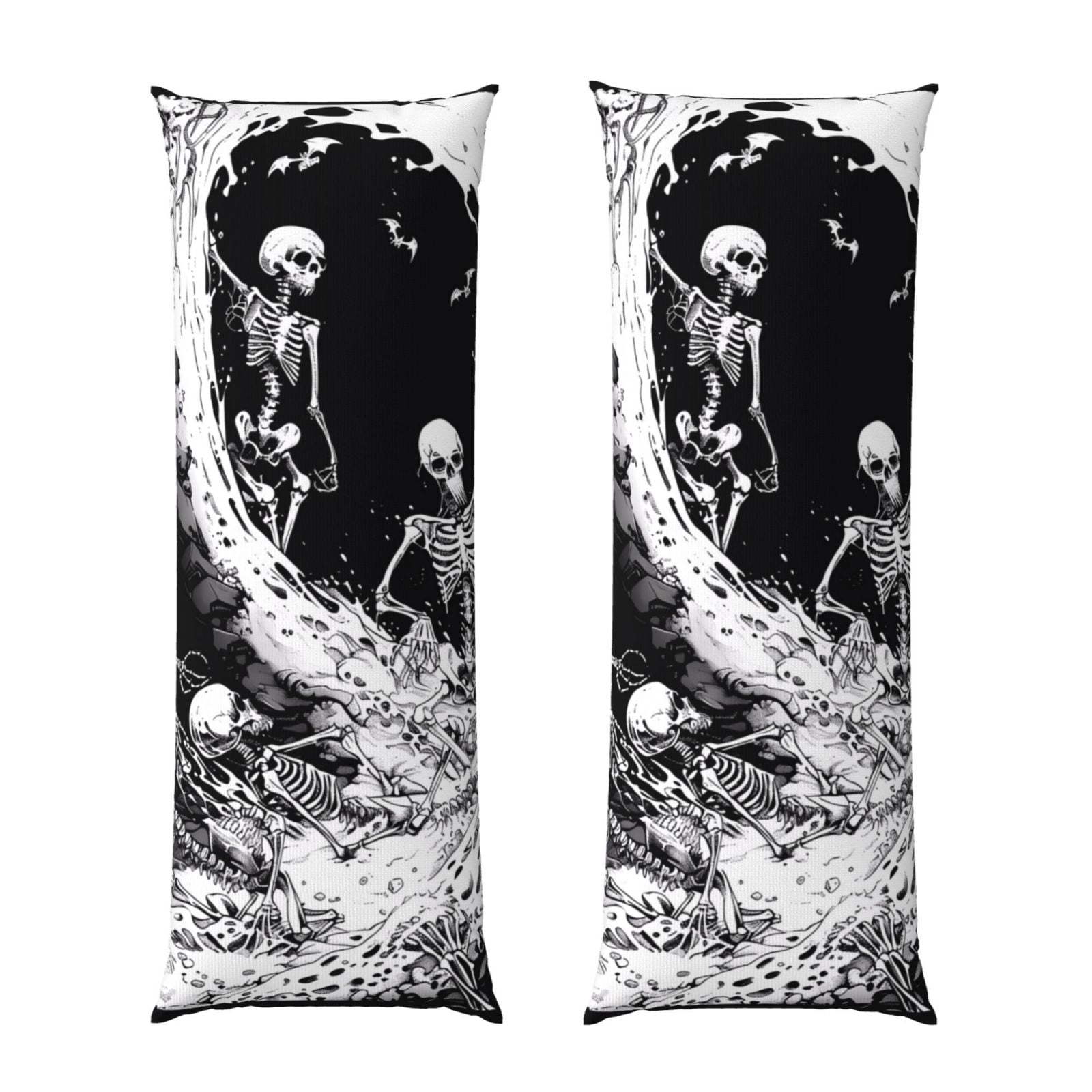 Body Pillow Cover With Zipper, Skeleton Wave Artwork Cooling Body ...