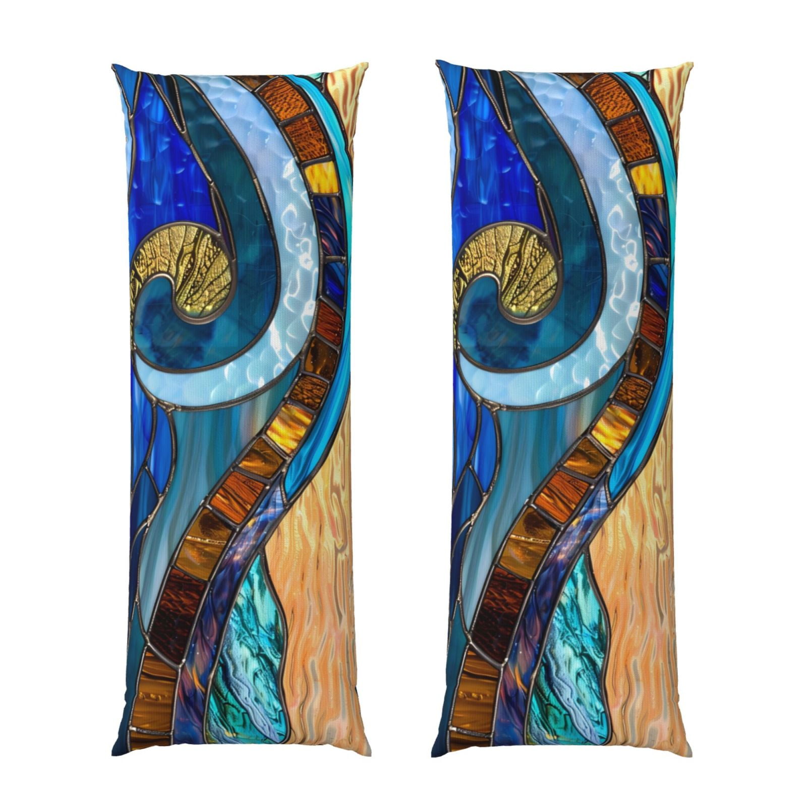 Body Pillow Cover With Zipper, Stained Glass Ocean Wave Cooling Body ...