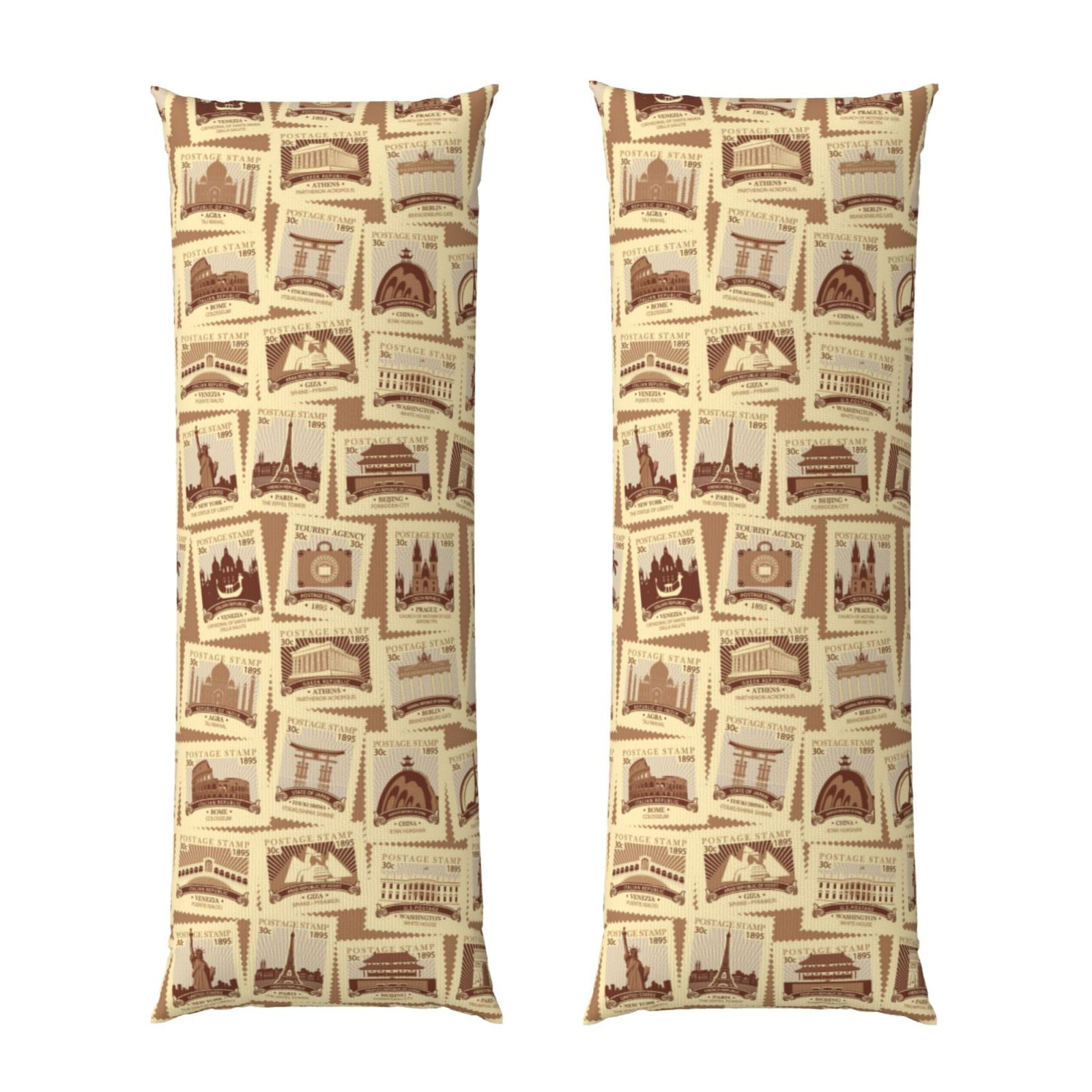 Body Pillow Cover With Zipper, Stamp Pattern Vintage Cooling Body ...