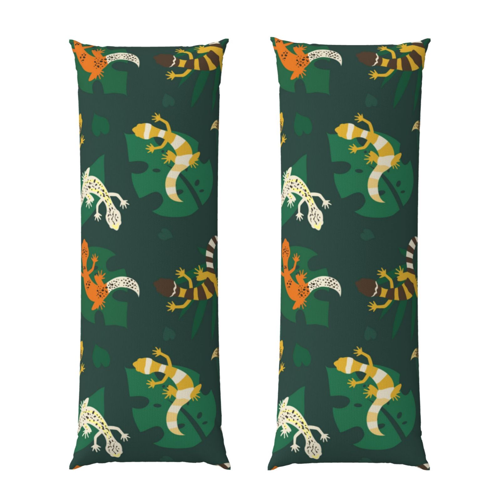 Body Pillow Cover With Zipper, Striped Cute Lizard Gecko Plant Cooling ...