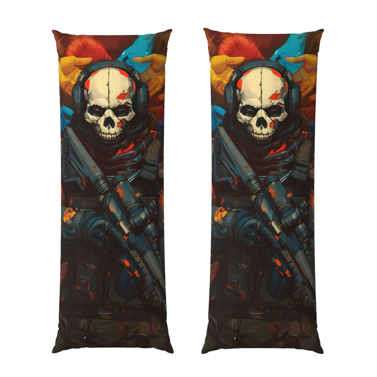 Body Pillow Cover With Zipper, Vibrant Skull Soldier Cooling Body ...