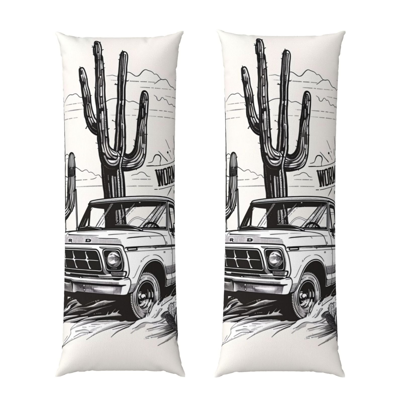 Body Pillow Cover With Zipper, Vintage Cactus Pickup Cooling Body ...