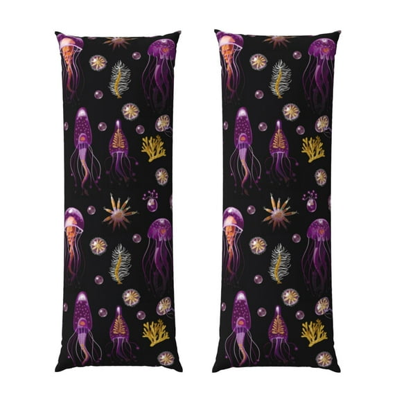Body Pillow Cover, Yellow Coral Purple Jellyfish Printing Cooling Body ...