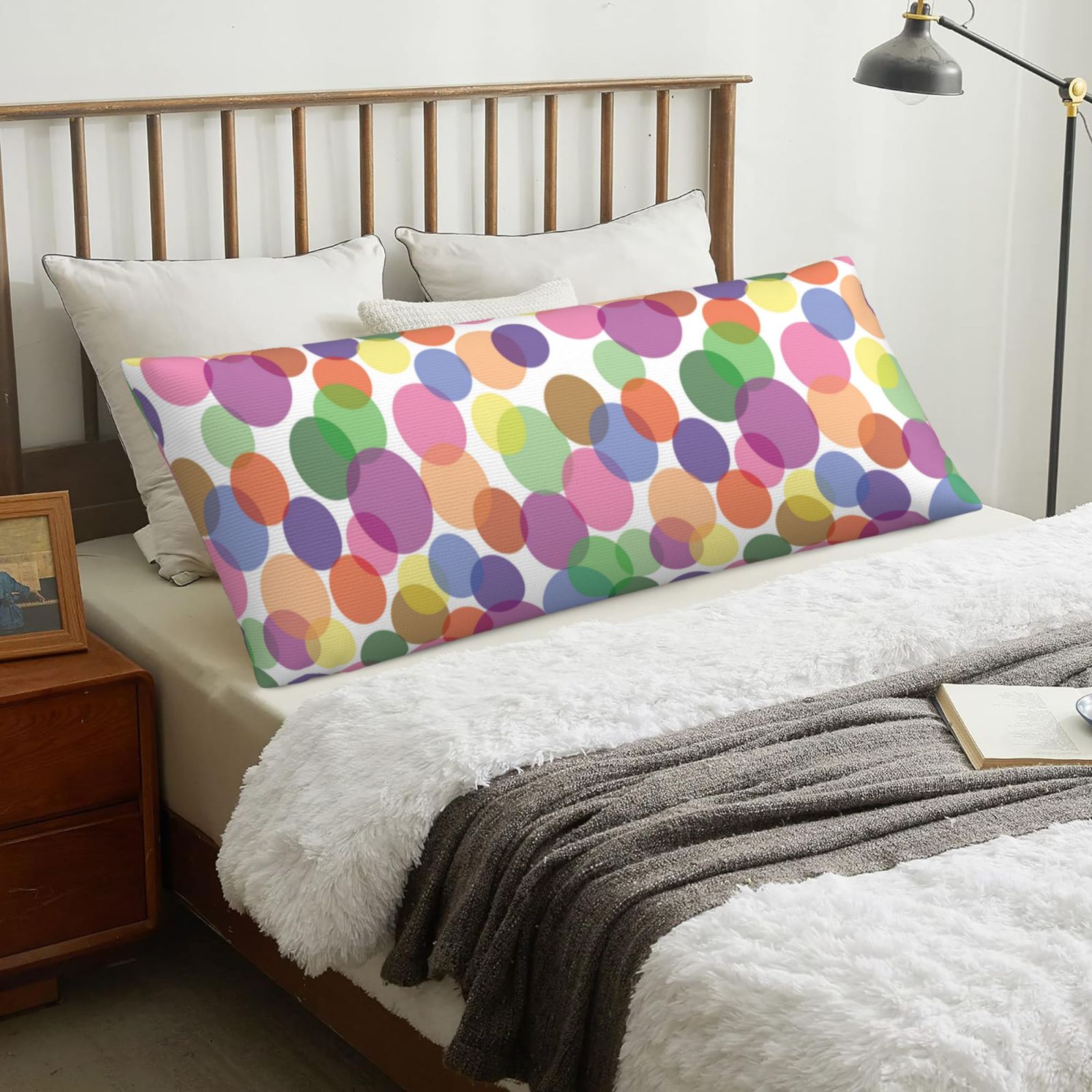 Body Pillow Cover colorful Polka dot cute Long Pillow Cover with Zipper ...
