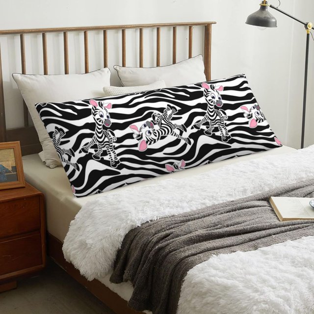 Body Pillow Cover cute zebra cartoon funny print Long Pillow Cover with Zipper, Soft Pillow Case ...
