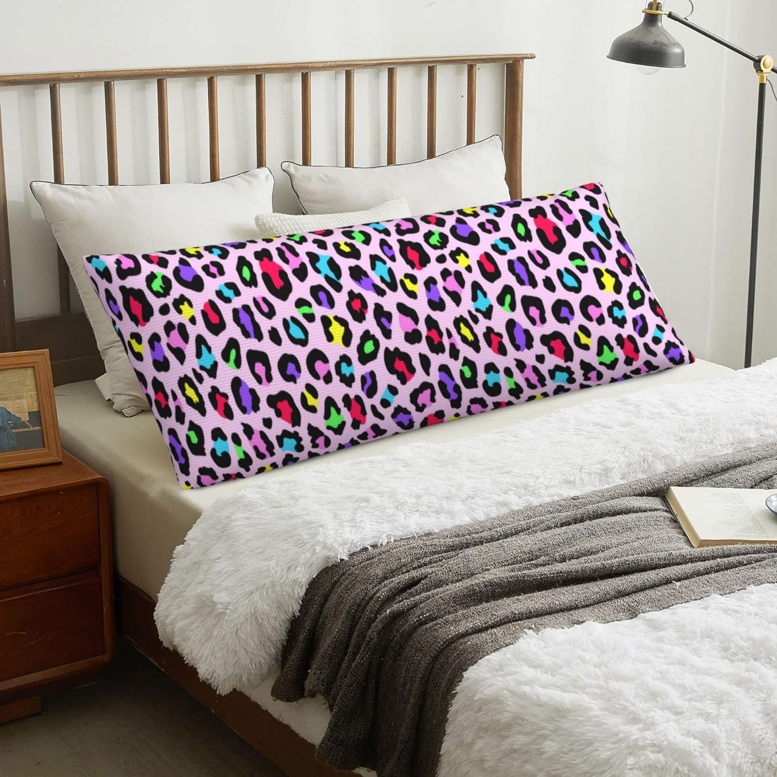 Body Pillow Cover - fashion rainbow leopard pink Soft Body Pillow ...
