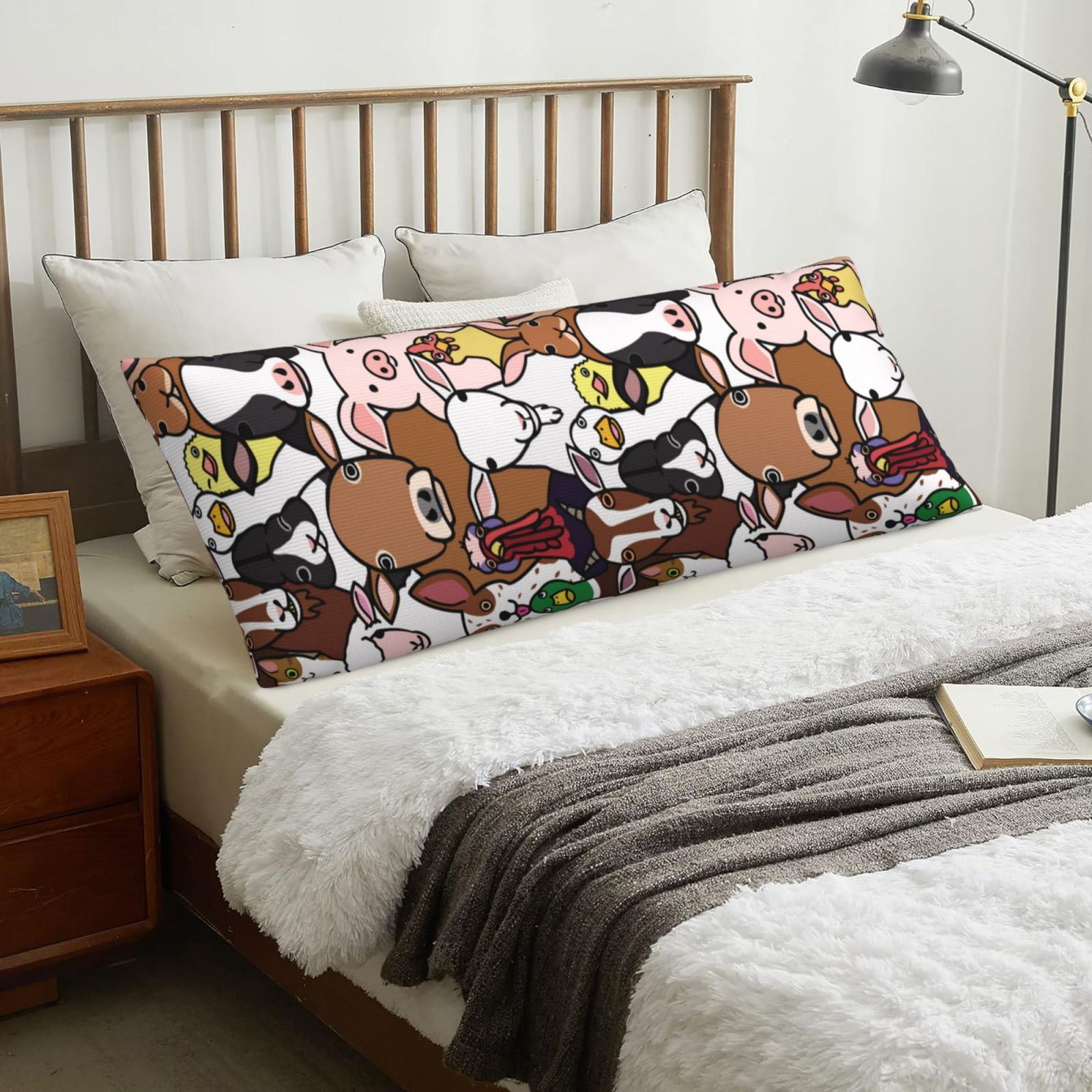 Body Pillow Cover, funny farm pig cow cat face Body Pillow Cases with ...