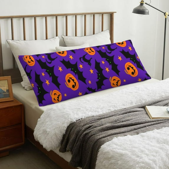 Body Pillow Cover - halloween pumpkins bat design Soft Body Pillow ...
