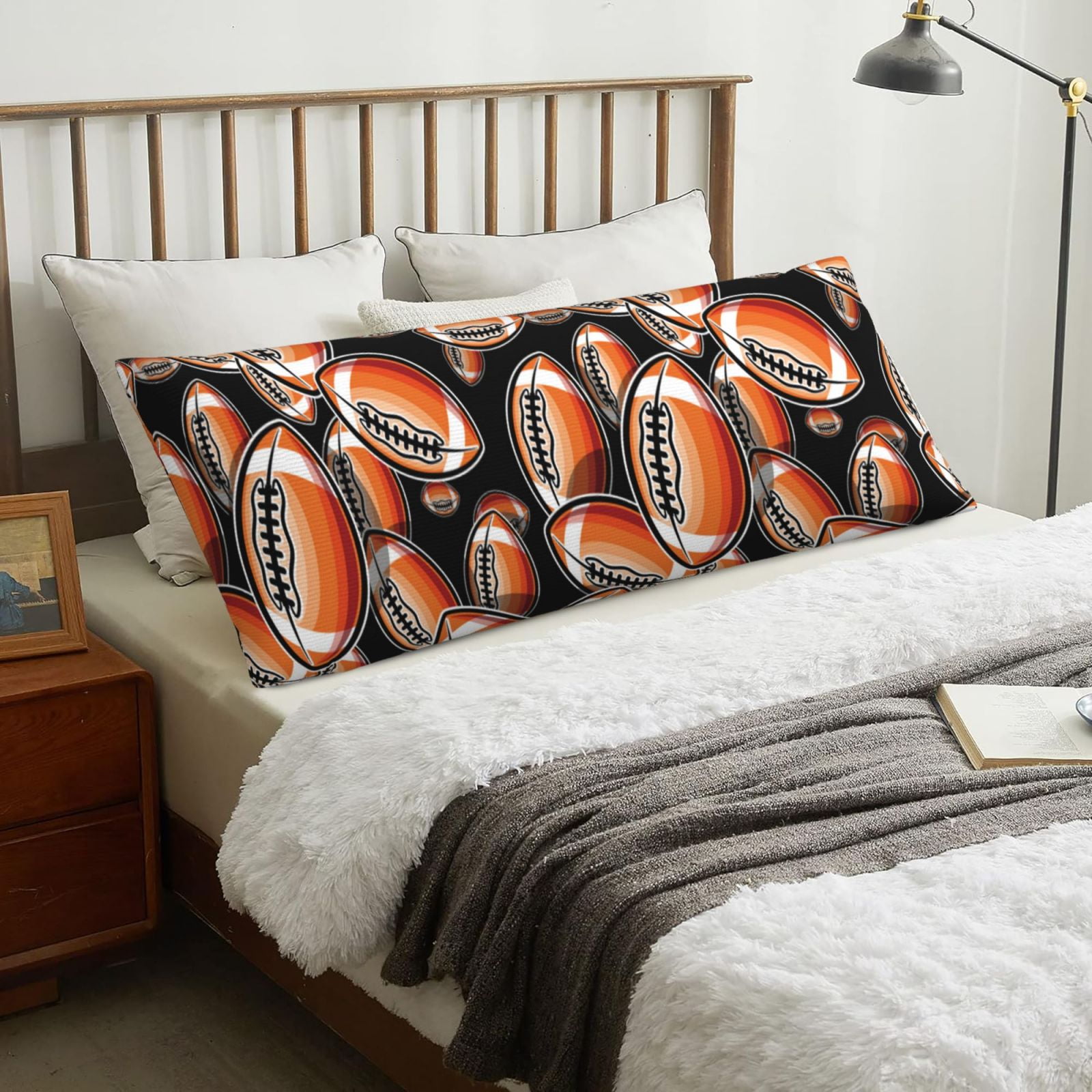 Body Pillow Cover - orange American football Rugby black Soft Body ...