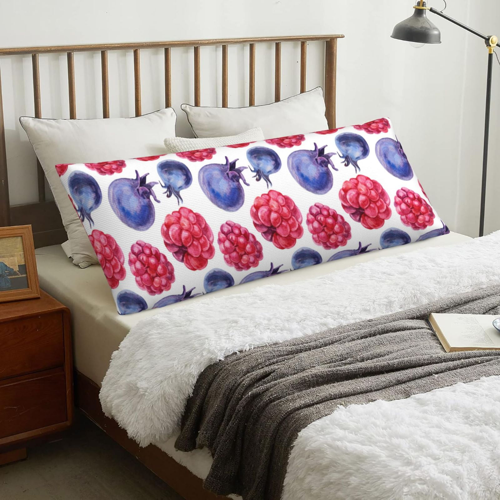 Body Pillow Cover - red blue berry Soft Body Pillow Cover with Zipper ...