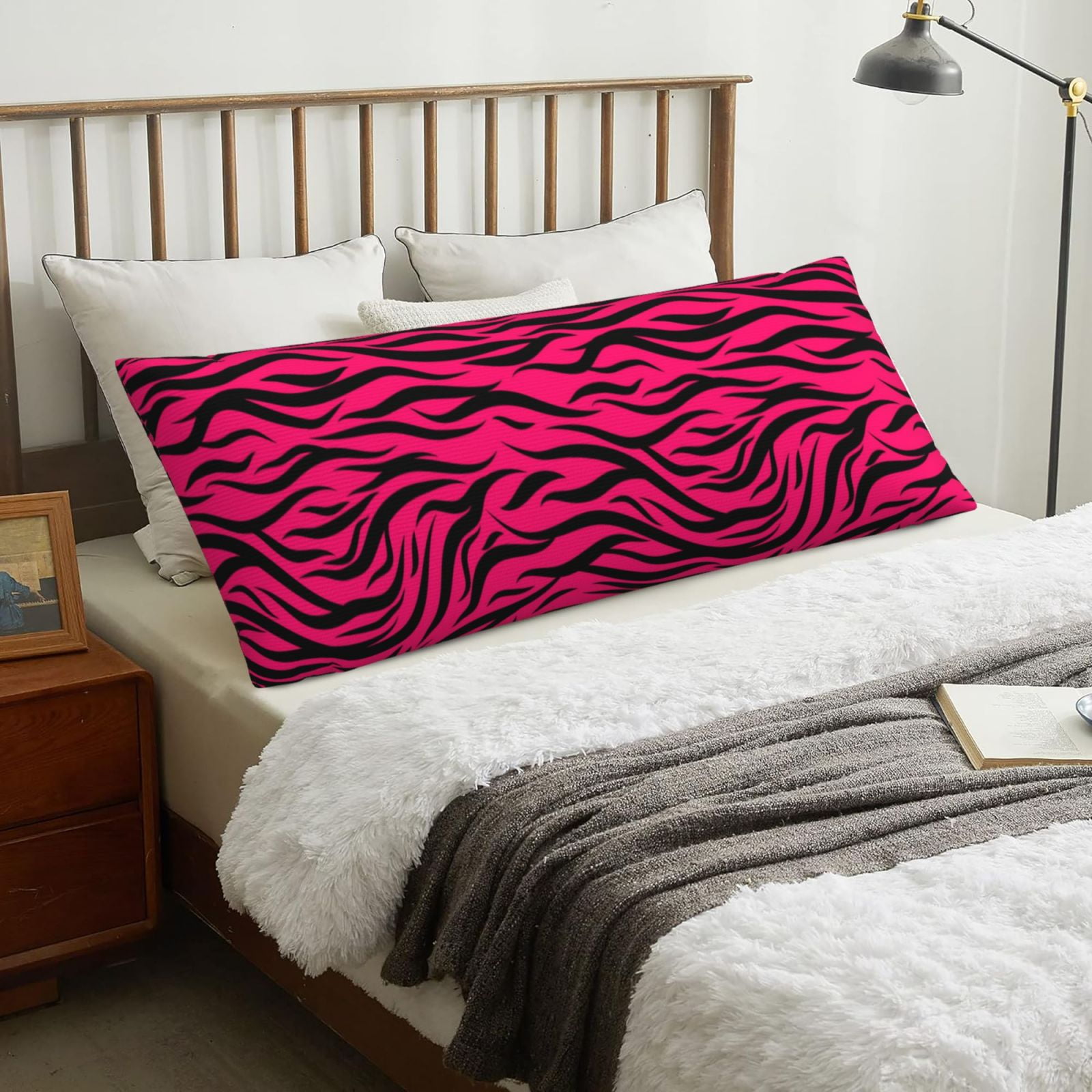 Body Pillow Cover - trendy red pink zebra Kawaii Soft Body Pillow ...