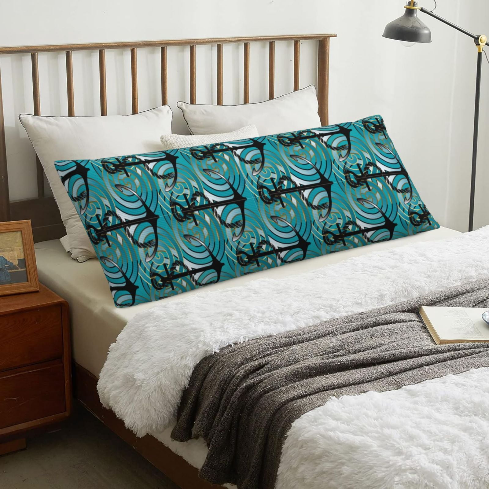 Body Pillow Cover - vintage anchors rope waves green Soft Body Pillow ...