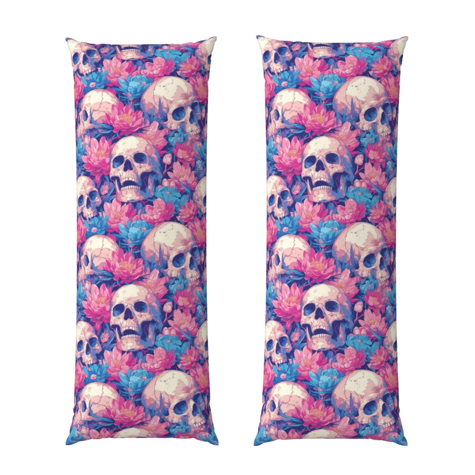 Body Pillow Cover - white Skull blue flower Super Soft Body Pillow ...
