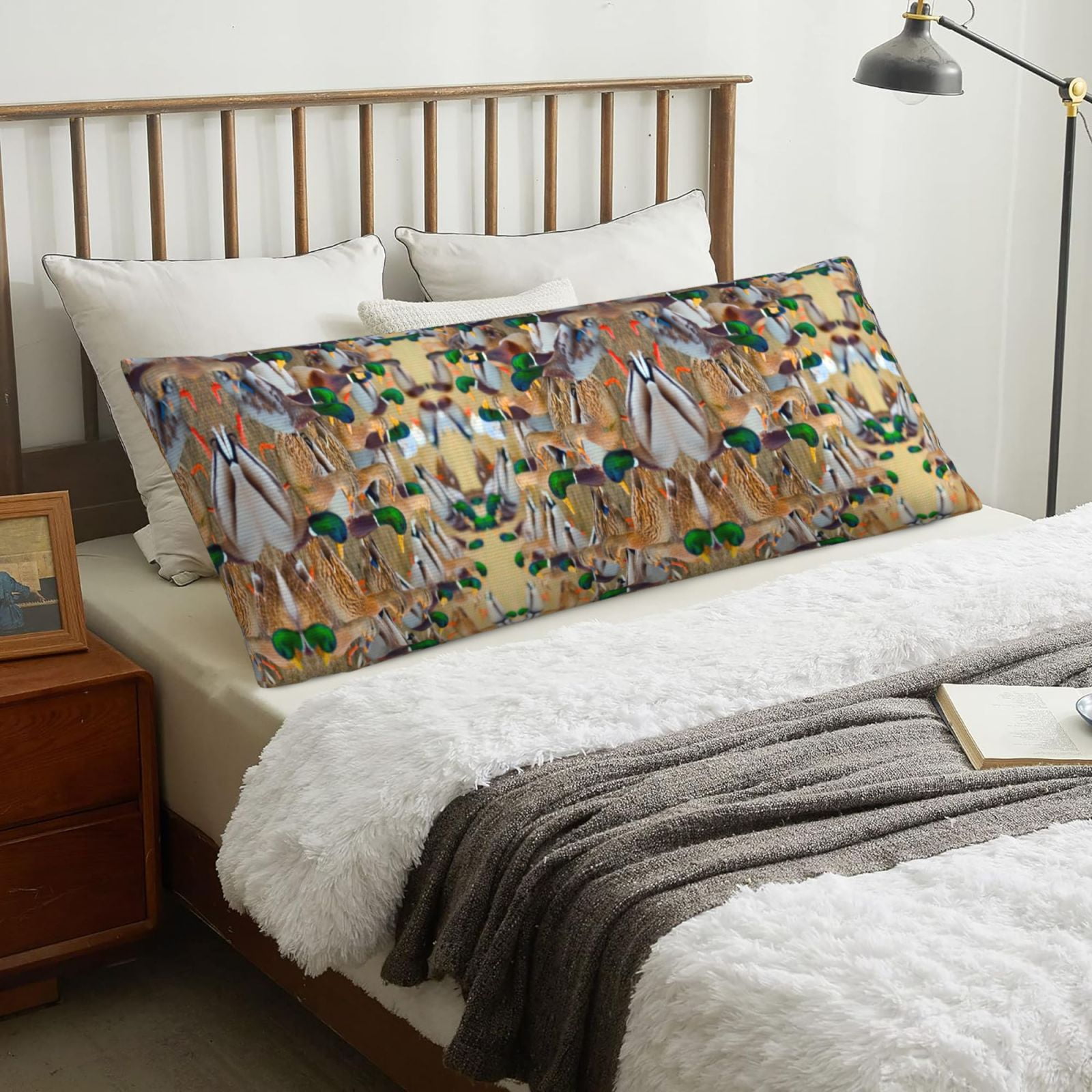 Body Pillow Cover with Zipper, Mallard Ducks Cooling body pillow ...