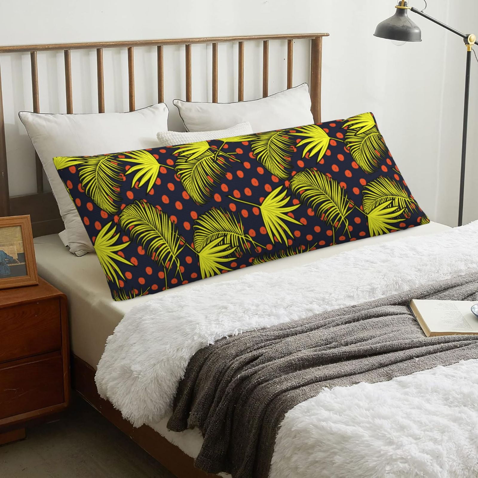 Body Pillow Cover - yellow tropical leaves polka dot Printing Cooling ...