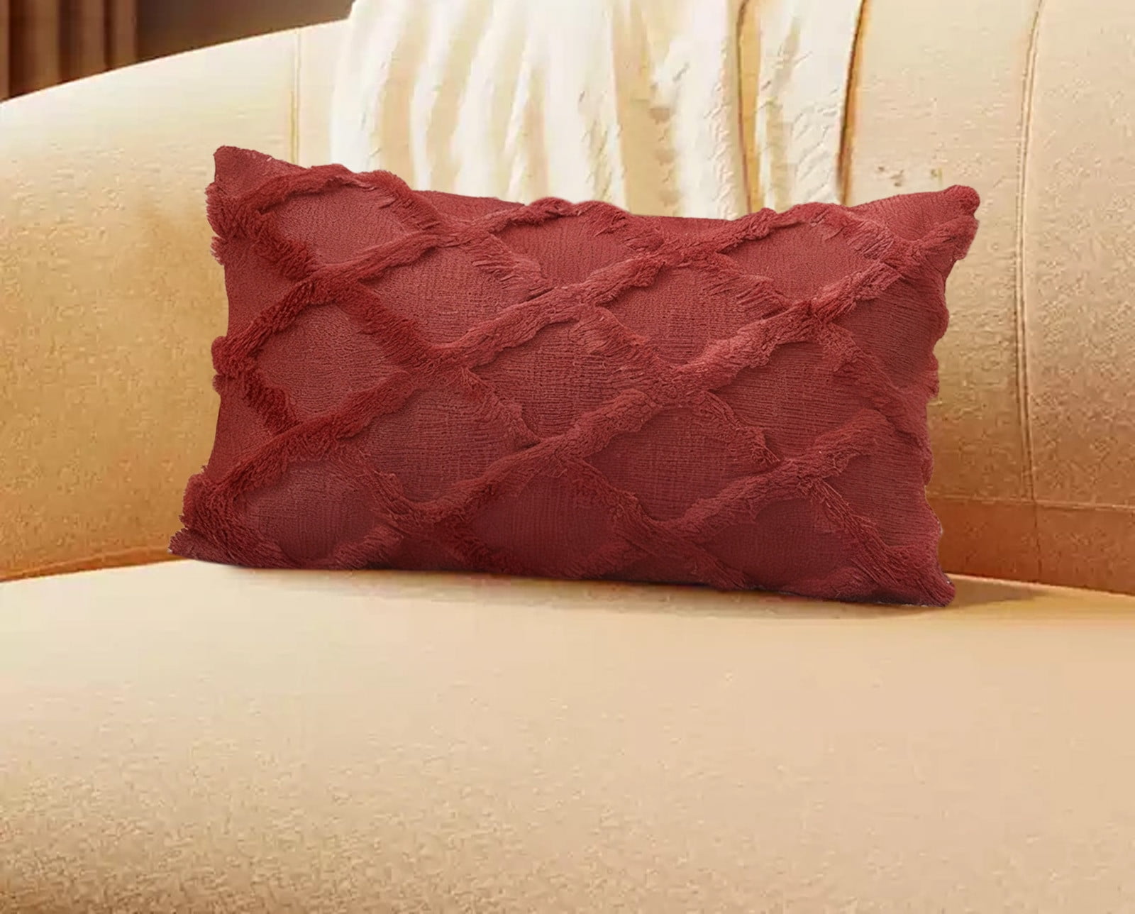 Body Pillowcase in Waffle Pattern Short Plush - with Zipper, Neutral ...