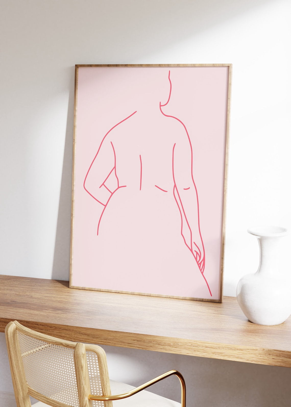 Body Positive Line Art Woman Wall Art Curvy Figure Minimal Boho Decor ...