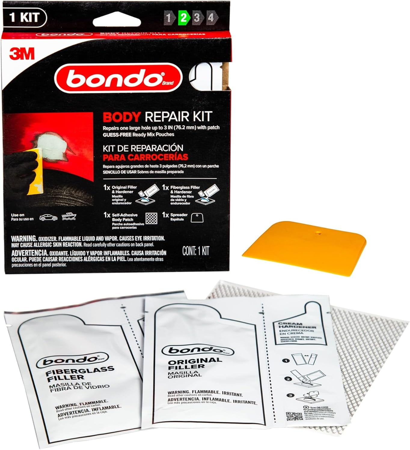 Body Repair Kit Ready Mix Pouches, Repairs One Large Hole Up to 3" with ...