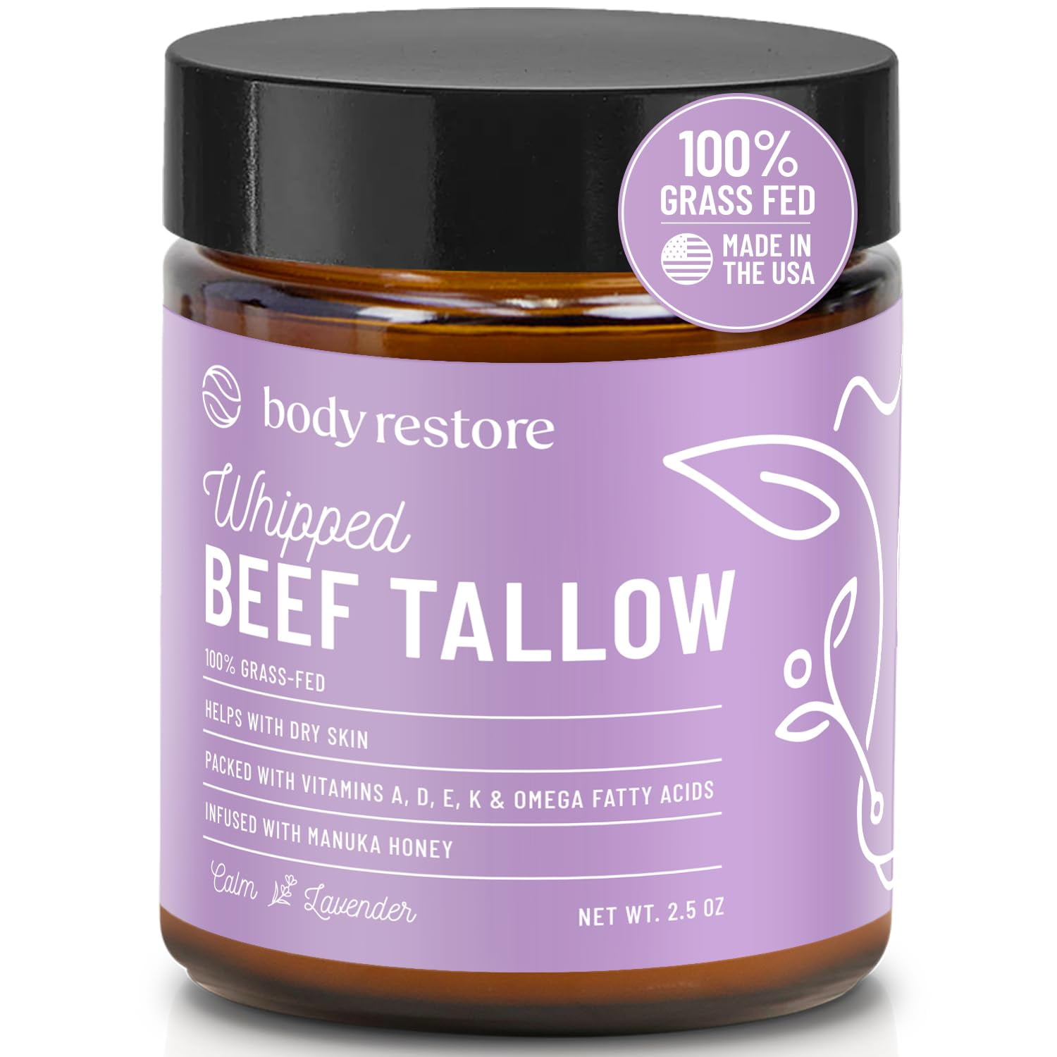 Body Restore Grass Fed BCA3 Whipped Beef Tallow for Face, Body, Dry ...