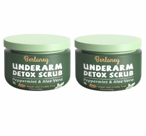 Body Scrub and Armpit Detox Scrub 8.8 oz with Peppermint, Aloe Vera and ...
