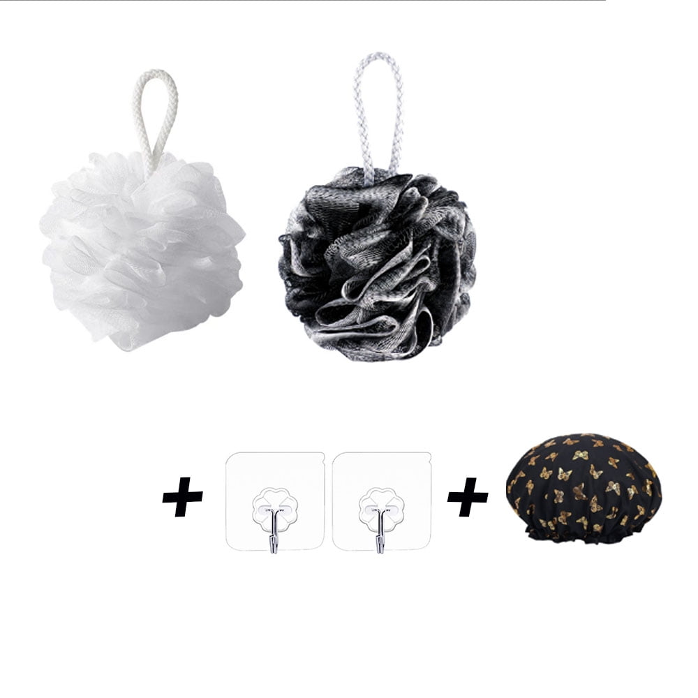 Bath Sponge For A Spa-like Experience, 4 Grey Exfoliating Shower Pouf ...