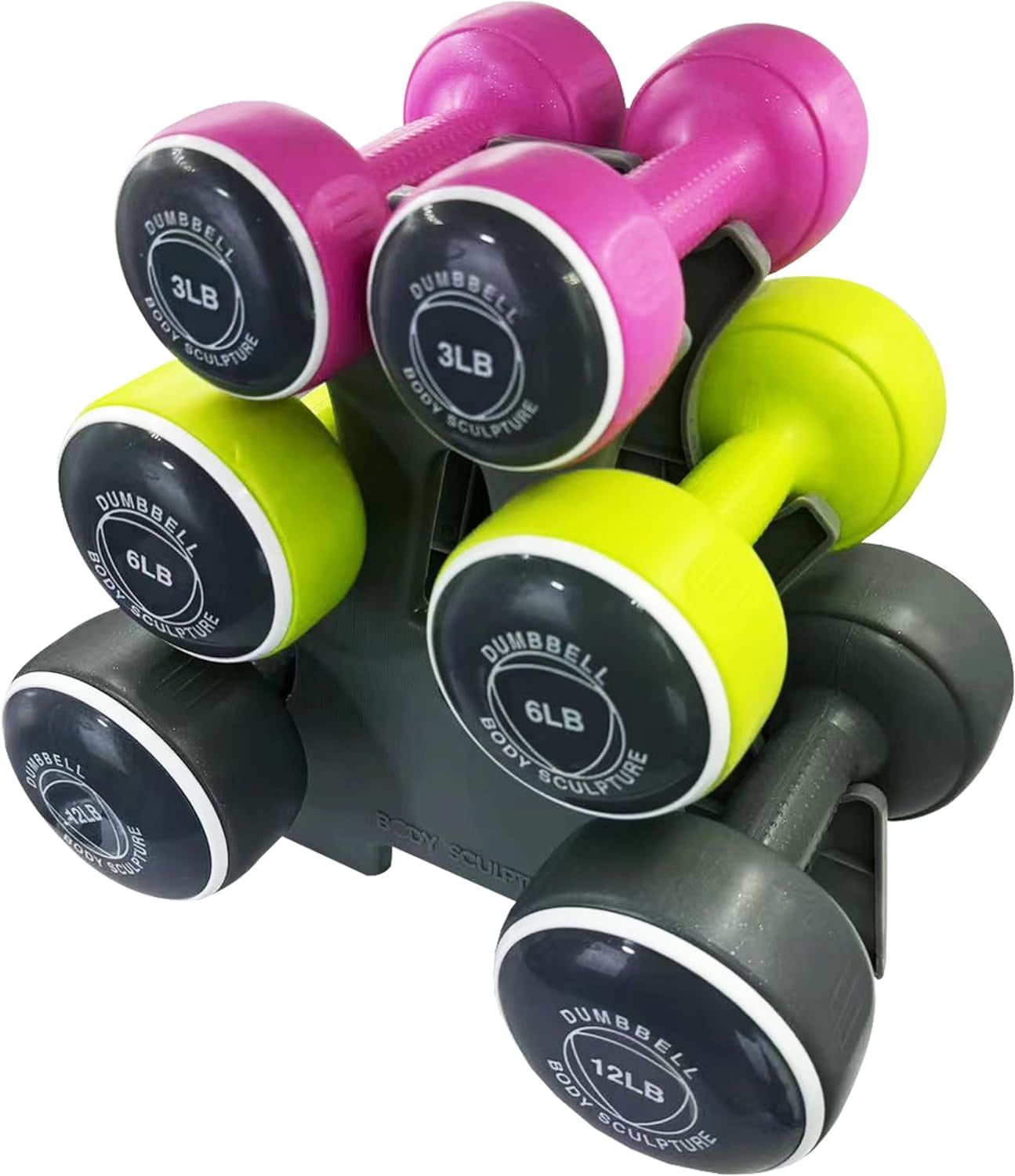 Body Sculpture hand weights set Free‑Weight Dumbbell Set with Rack Set ...