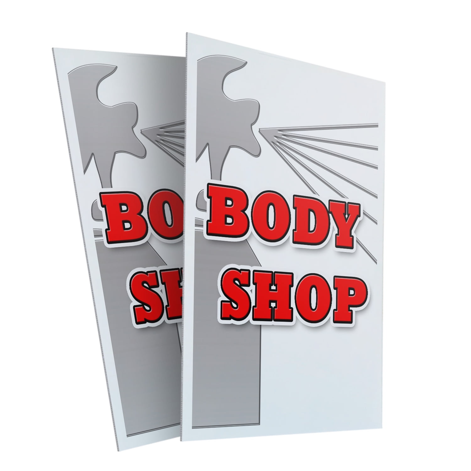 Body Shop (2-PACK) 24" x 36" Plastic Signs | Sign Insert 4mm Corrugated ...