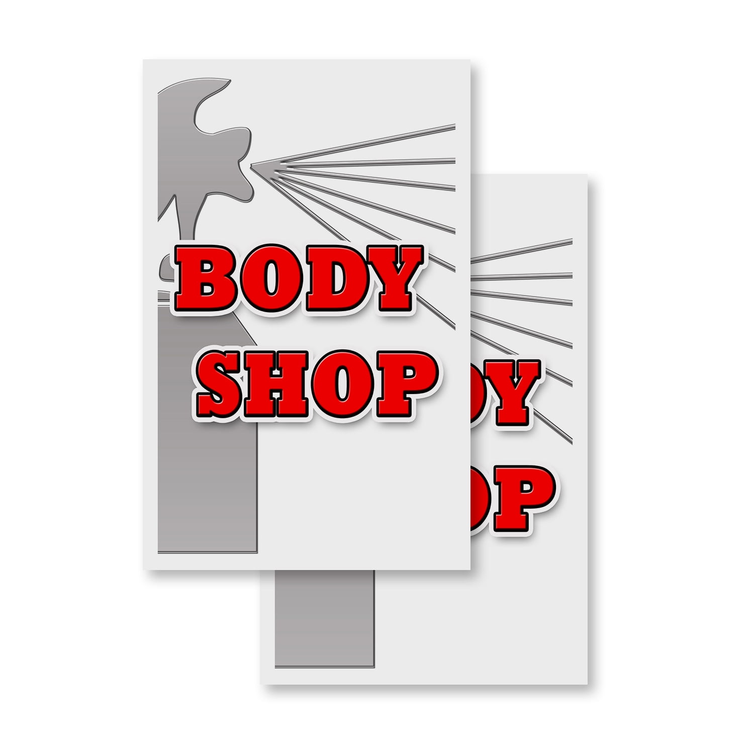 Body Shop (2-PACK) 24" x 36" Vinyl Decals | Sign Insert Peel & Stick ...
