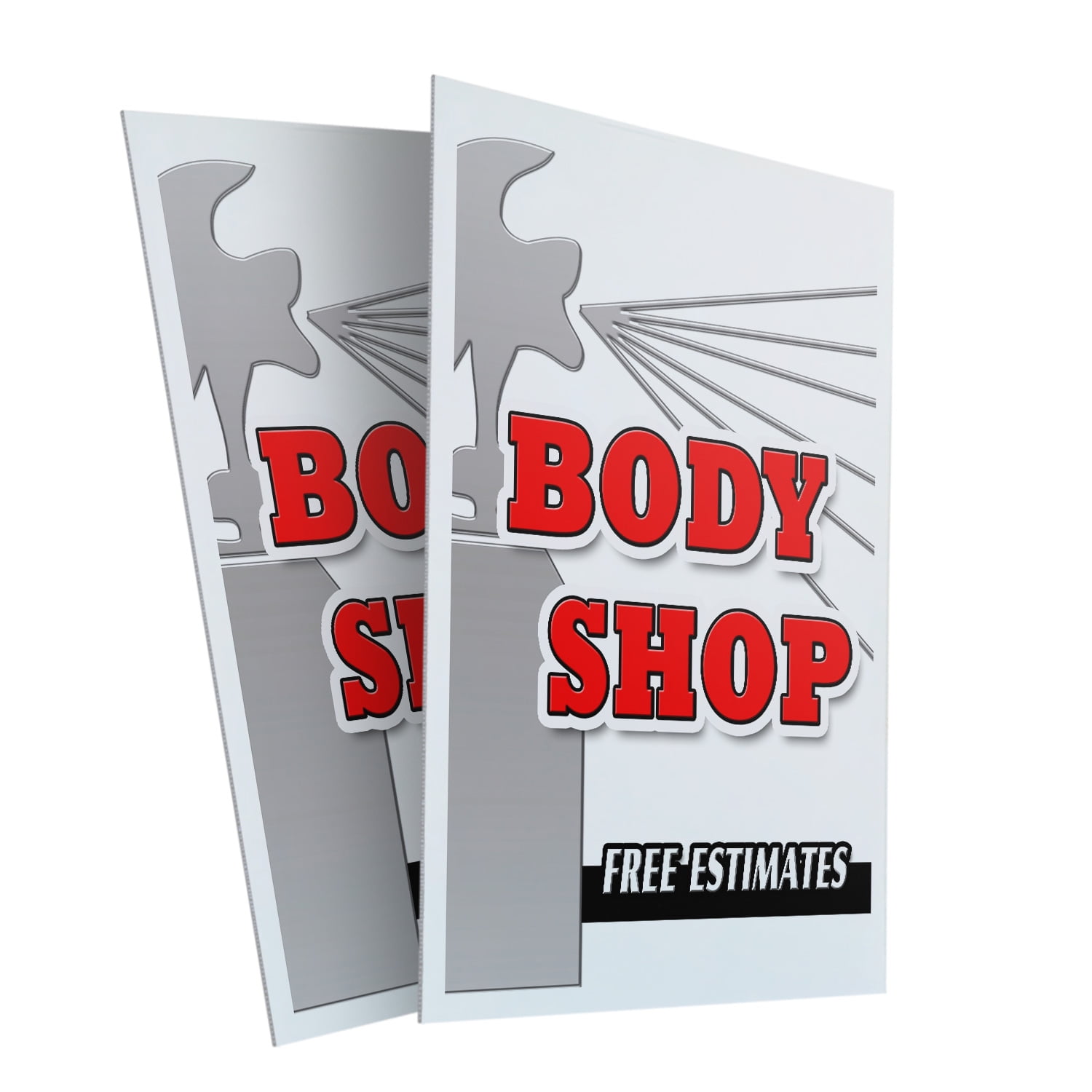 Body Shop Free Estimates (2-PACK) 24" x 36" Plastic Signs | Sign Insert ...