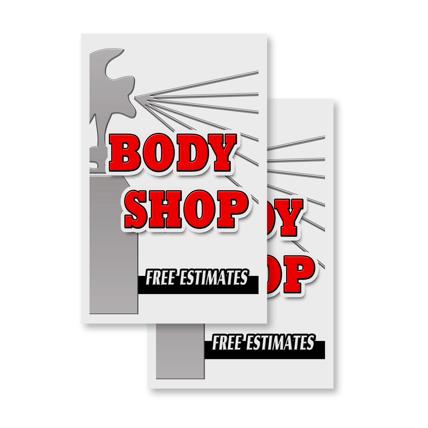 Body Shop Free Estimates (2-PACK) 24" x 36" Vinyl Decals | Sign Insert ...