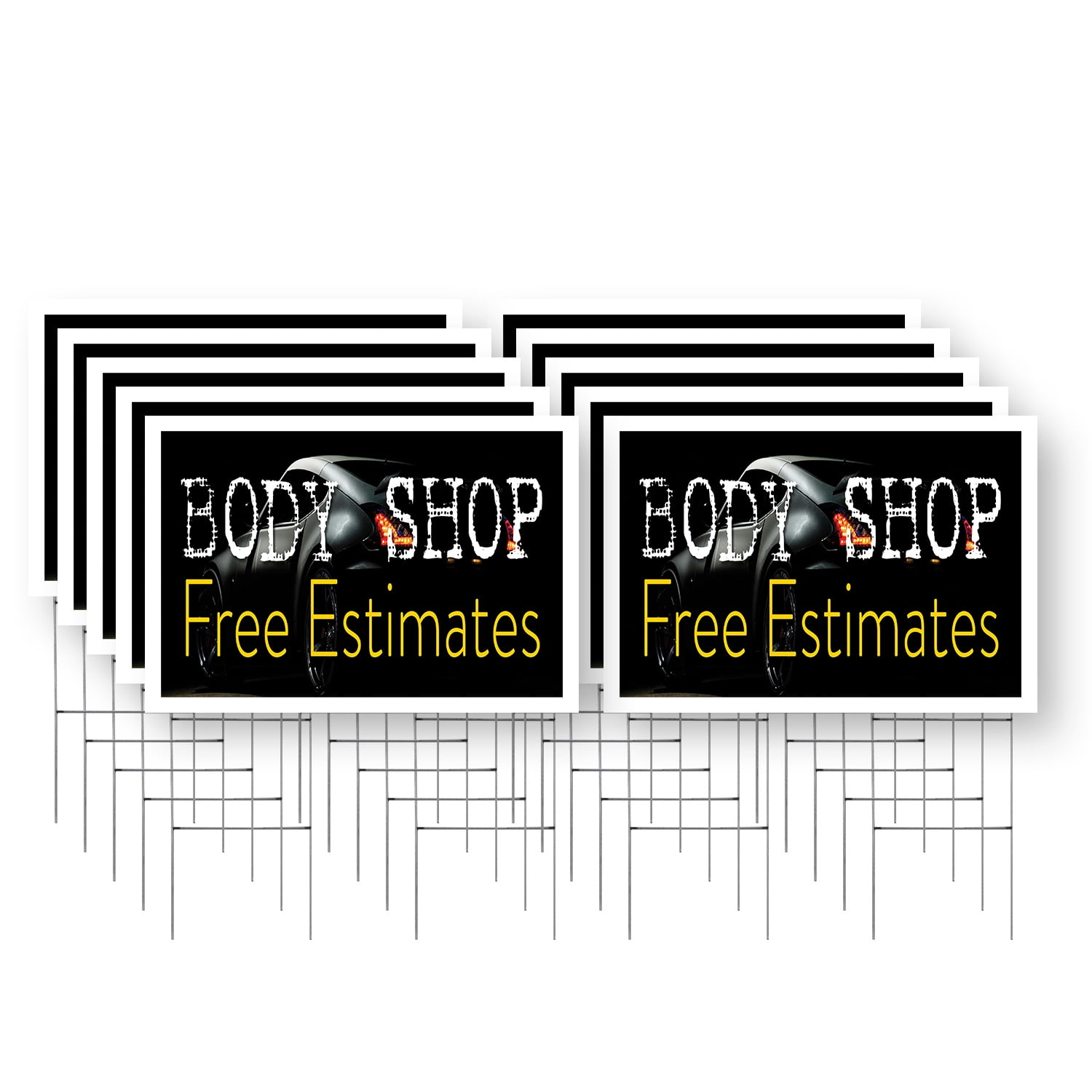 Body Shop Free Estimates Yard Sign 10 Pack of 24 Inch x 36 Inch Single ...