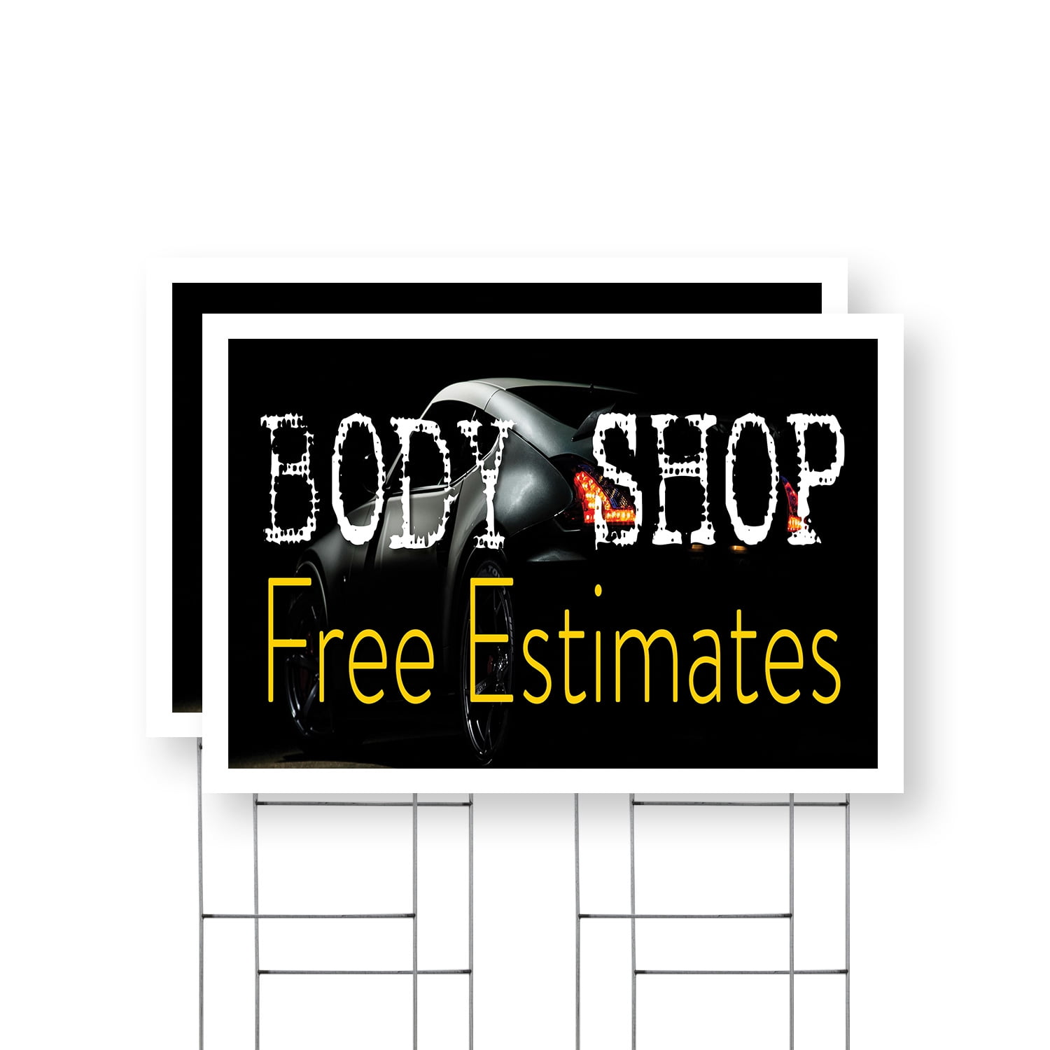 Body Shop Free Estimates Yard Sign 2 Pack of 24 Inch x 36 Inch Double ...