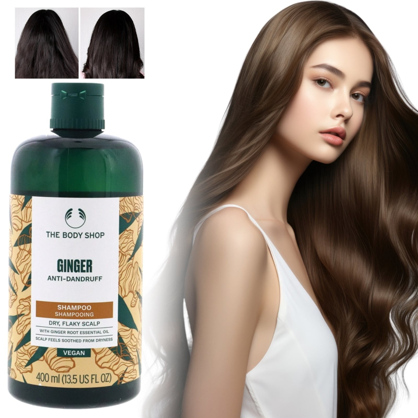The Body Shop Ginger Anti-Dandruff Shampoo - 13.5 Fl Oz (400 mL), Scalp Care, Soothes Itchy ...