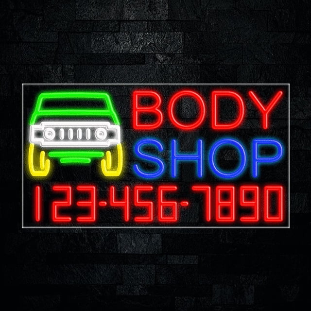 Body Shop LED Neon Sign 33"L x 18"H #35051 - Walmart Business Supplies