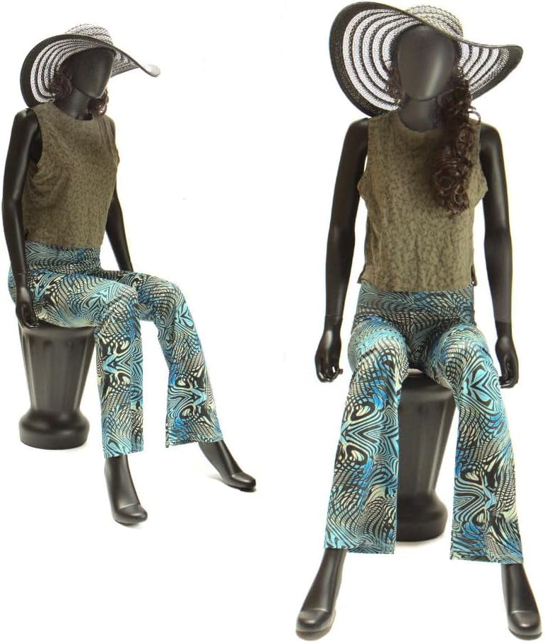 Body Sitting Pose Plastic Egg Head Female Mannequin +Stool Black MD (Y ...