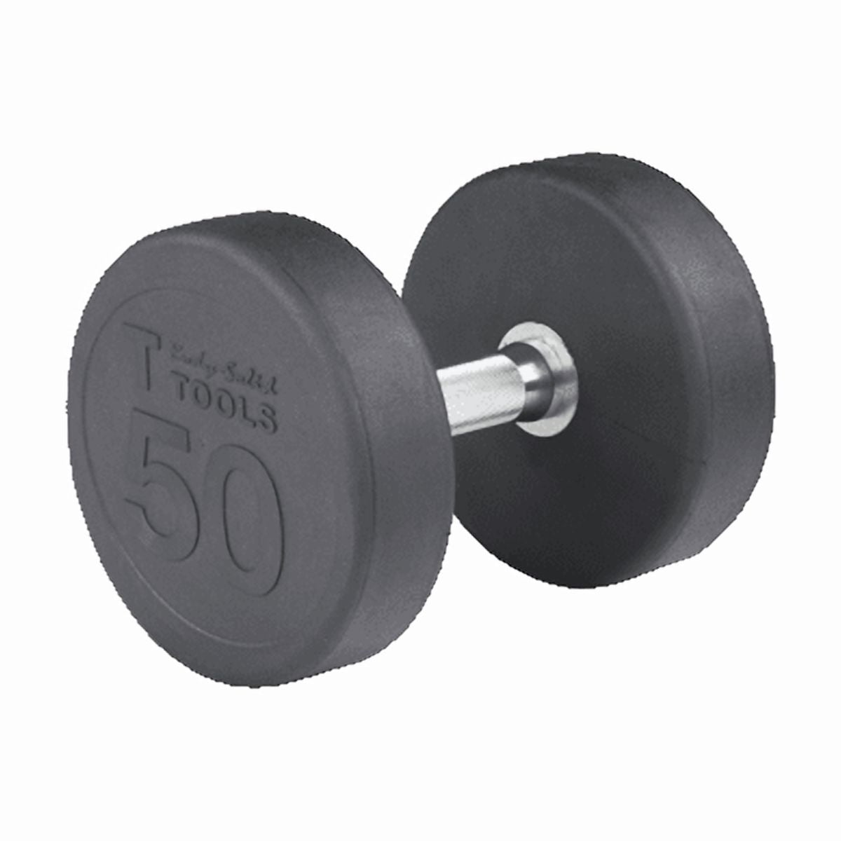 Body-Solid Round Rubber Dumbbells, 50lb Weight with Chrome Handle ...