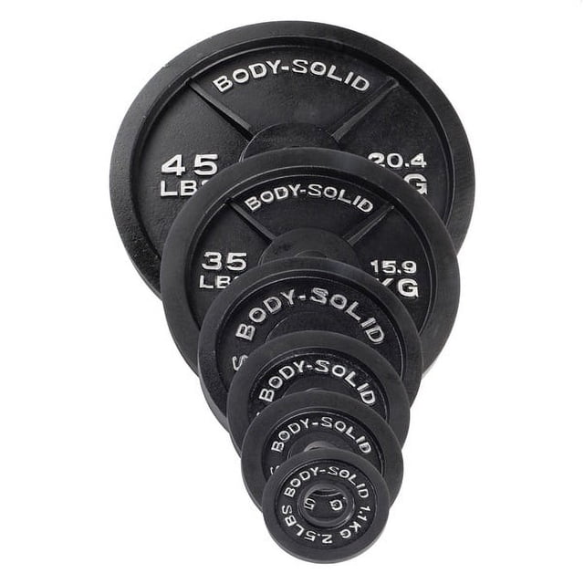 Body-Solid Cast Iron Olympic Weight Set 255lbs - Walmart Business Supplies