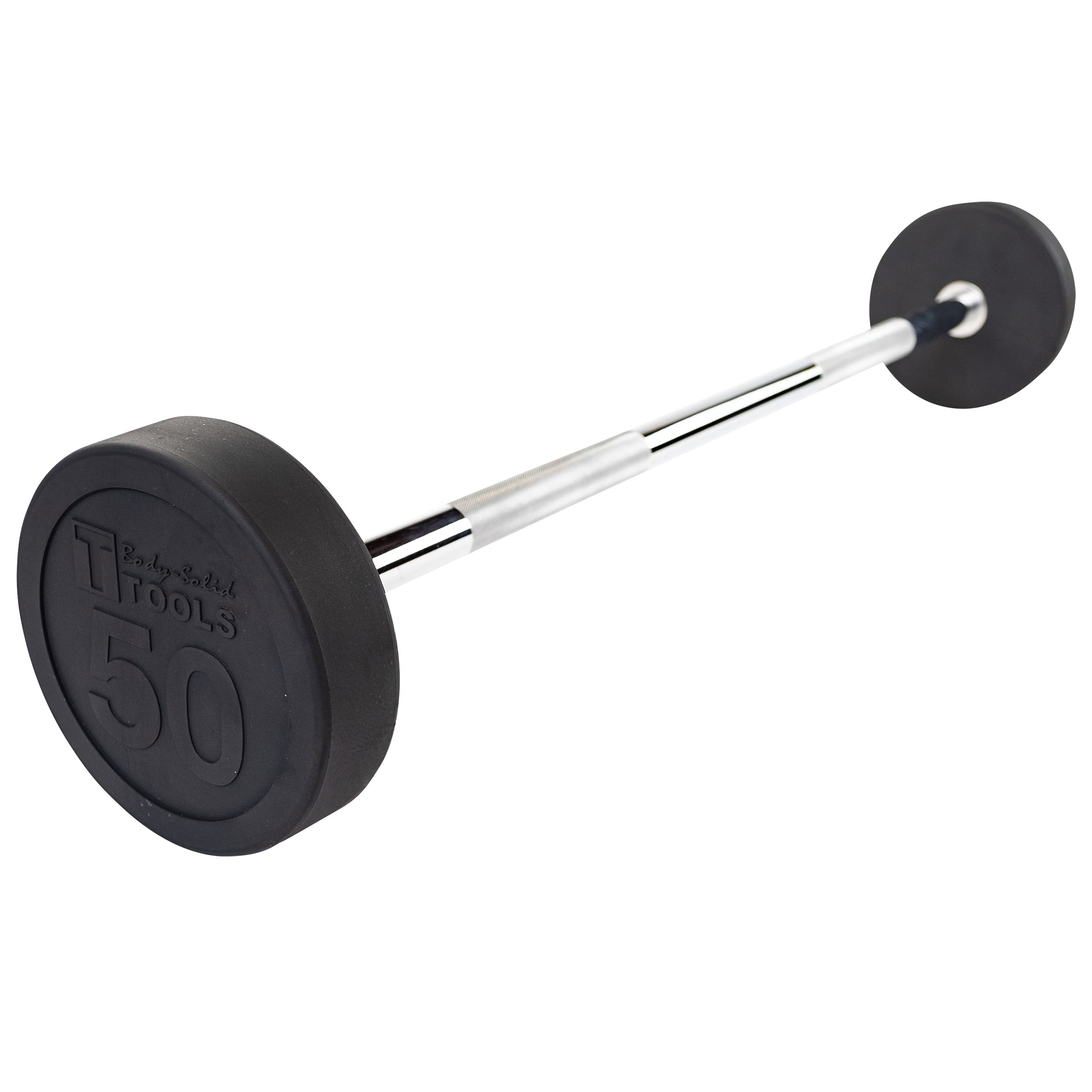 Body Solid Tools - 50lb Weighted Straight Barbell for Workout, Rubber ...