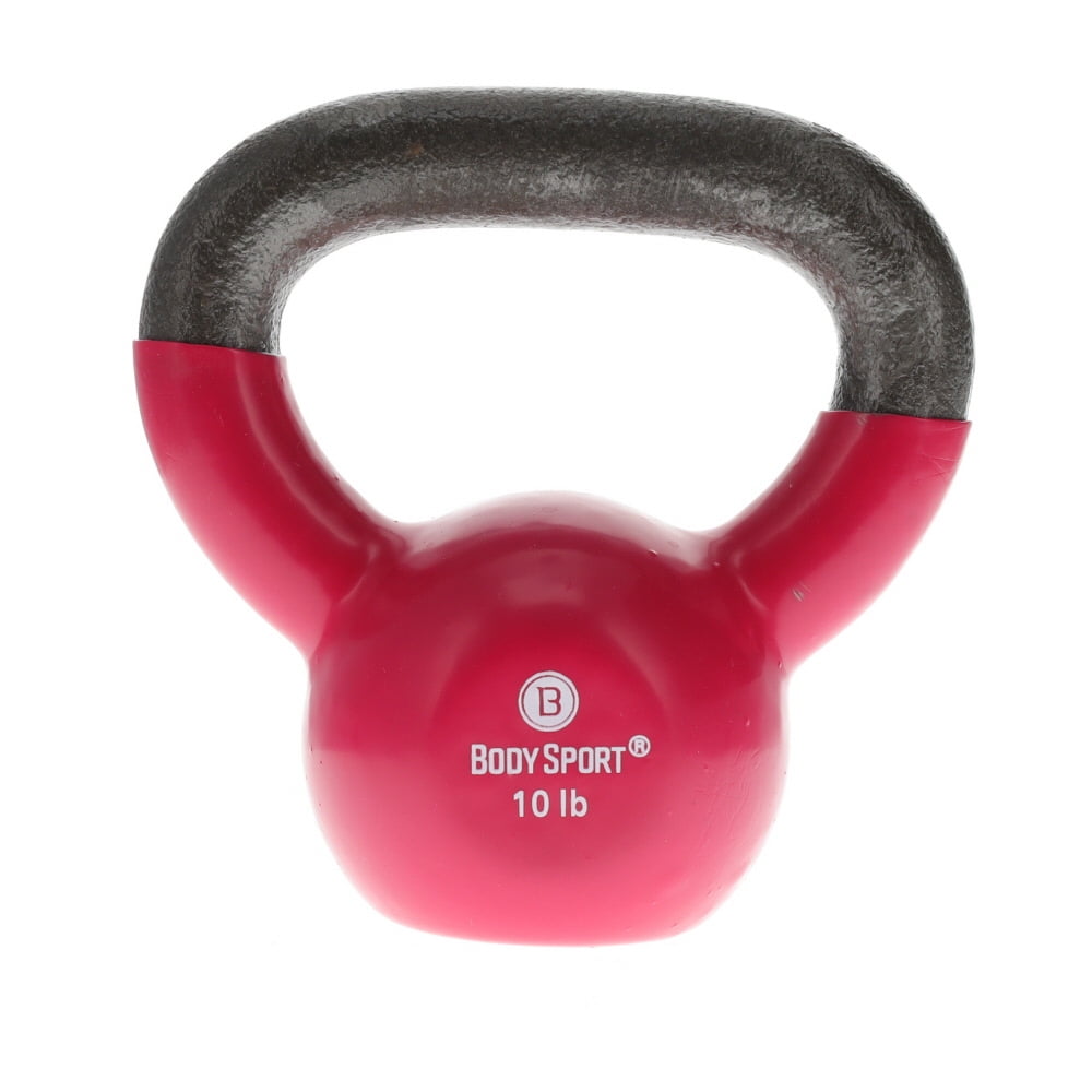 Body Sport Cast Iron Vinyl Coated Kettlebell, 10 lb. - Professional ...